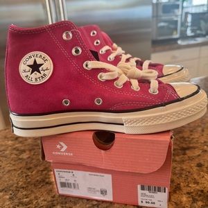 Converse | Shoes | Nwt Suede Leather Converse Chuck 7 Magenta Pink High ...